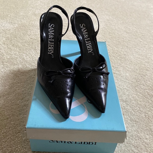 Sam & Libby | Shoes | Sam Libby Black Slingback Pointed Toe Heels Size 6 | Poshmark
